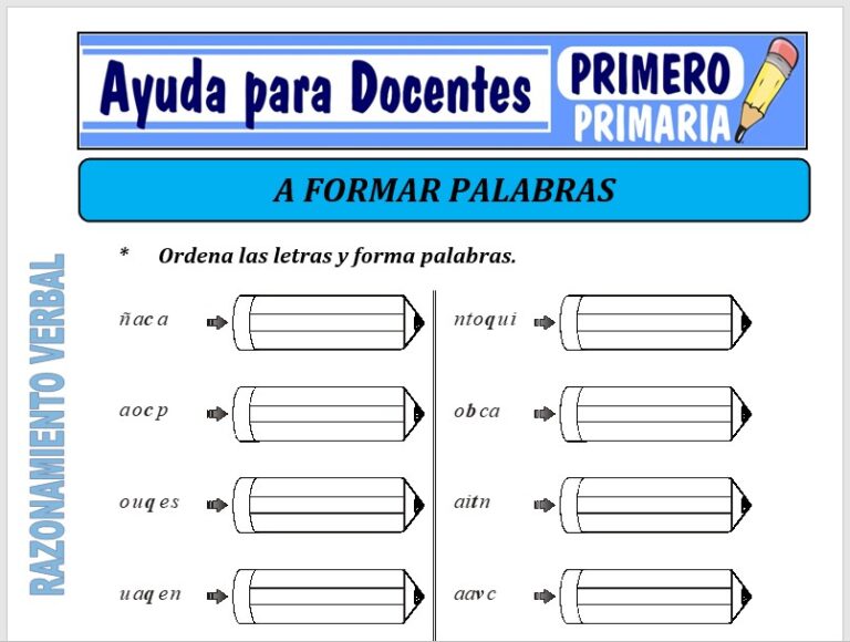 A Formar Palabras para Primero de Primaria – Ayuda para Docentes