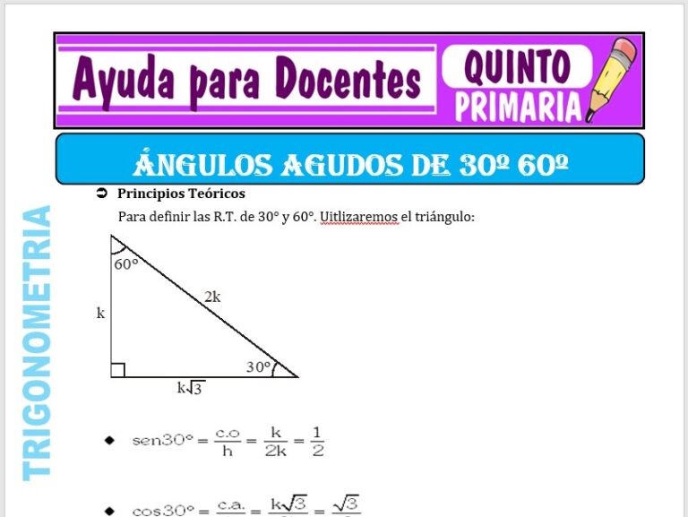 Ángulos Agudos de 30 y 60 Grados para Quinto de Primaria – Ayuda para ...