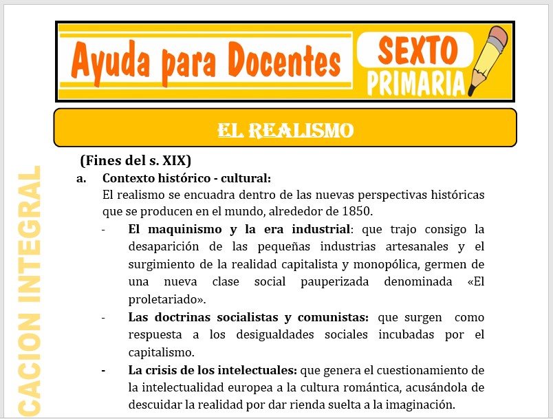 El Realismo para Sexto de Primaria – Ayuda para Docentes