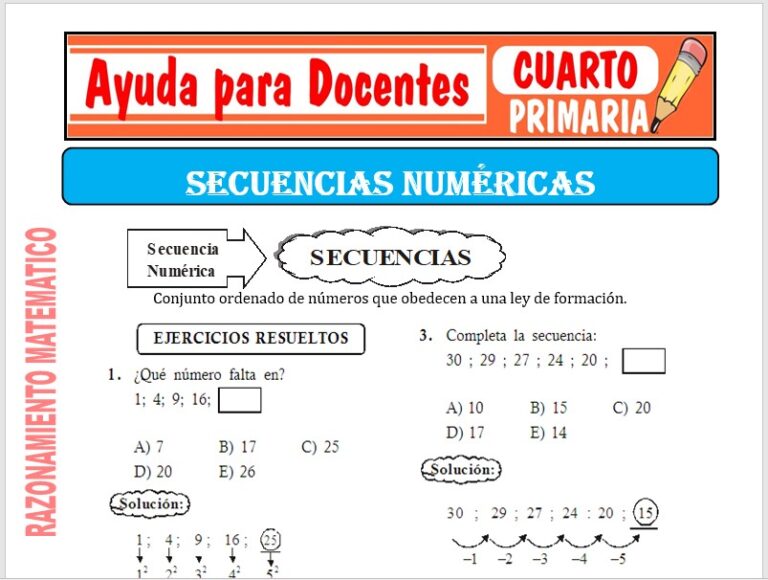 Secuencias Numéricas para Cuarto de Primaria – Ayuda para Docentes