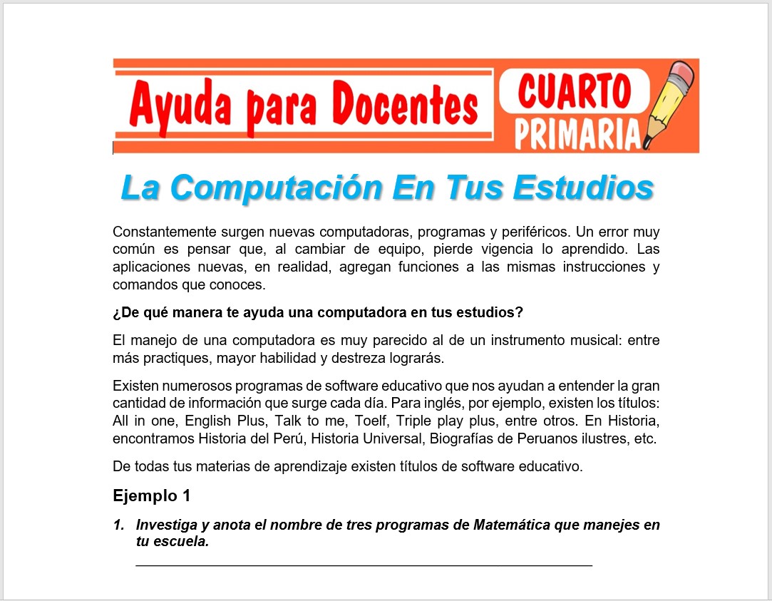 Microsoft Word para Cuarto de Primaria – Ayuda para Docentes