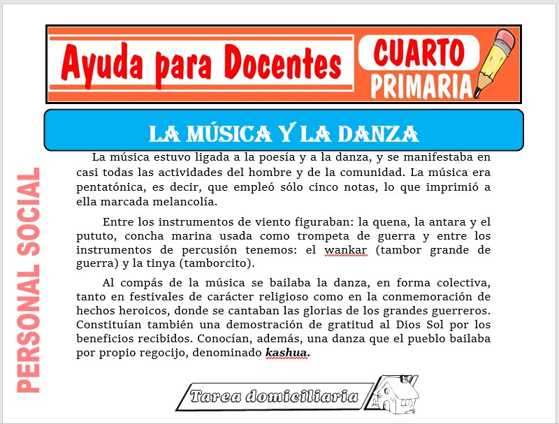 La Música Y la Danza Inca para Cuarto de Primaria – Ayuda para Docentes
