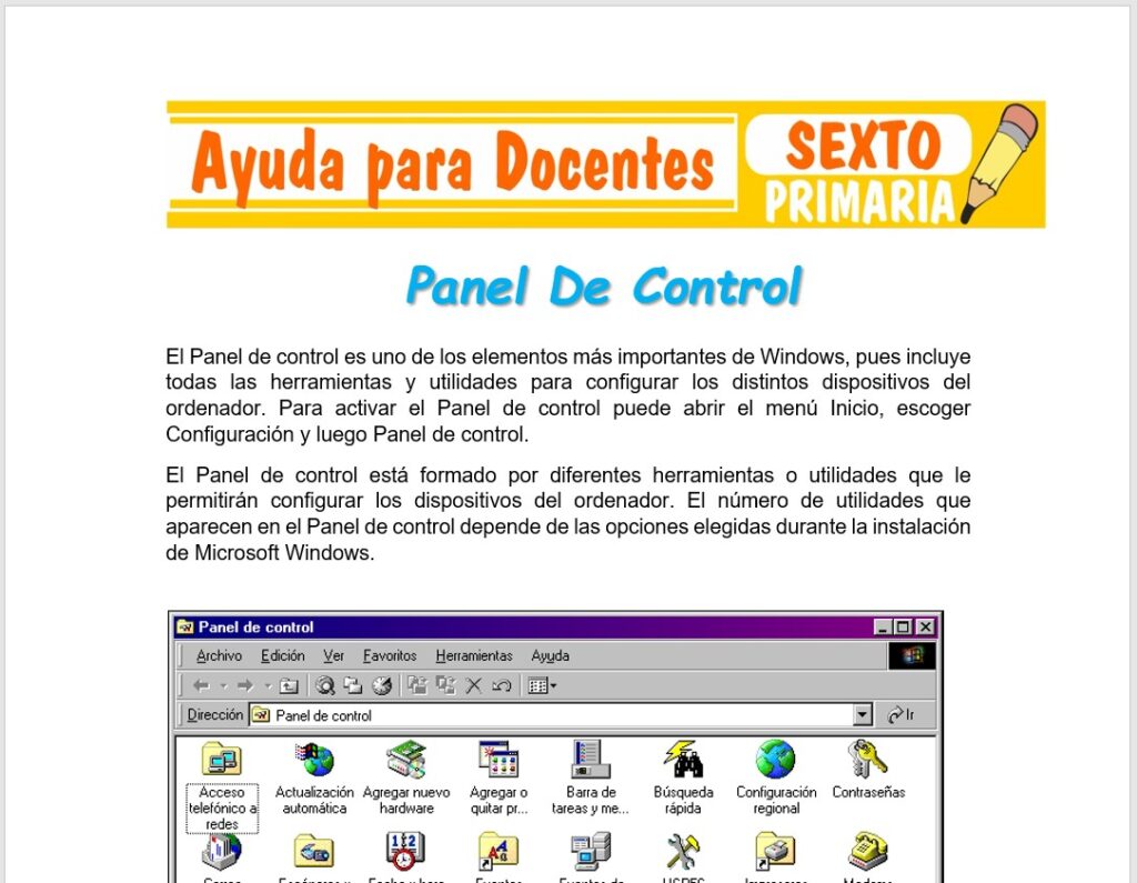 Panel De Control para Sexto de Primaria – Ayuda para Docentes
