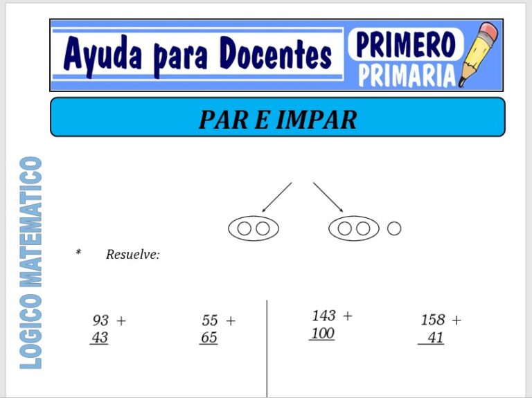 Lógico Matemático para Primero de Primaria – Ayuda para Docentes