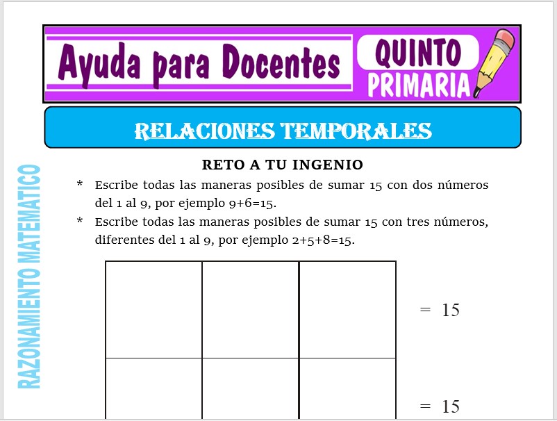 Hojas De Trabajo Sobre Relaciones Temporales Conceptos Temporales Para