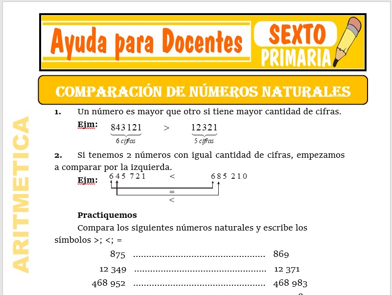 Hojas De Trabajo Para Comparar Y Ordenar Números Enteros, Sexto Grado