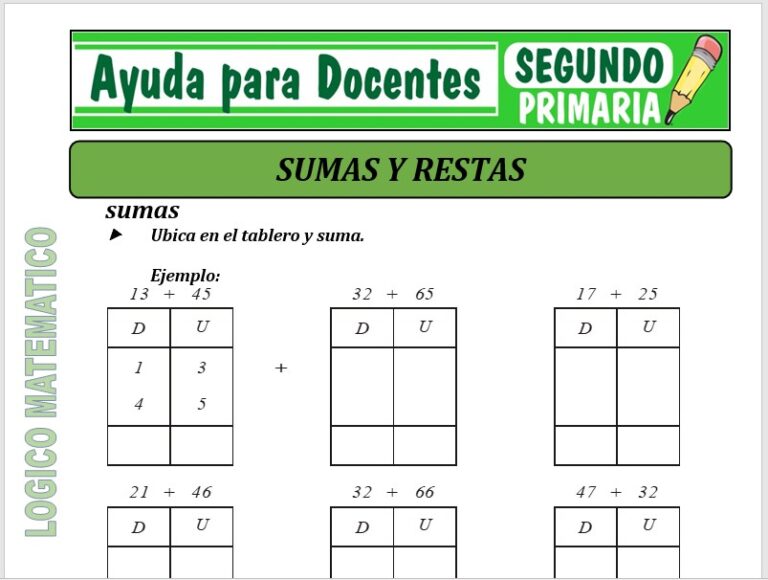Sumas y Restas para Segundo de Primaria – Ayuda para Docentes