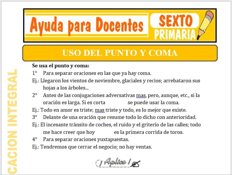 Uso del Punto y Coma para Sexto de Primaria – Ayuda para Docentes